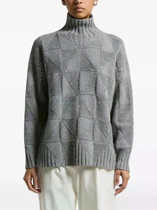 Peserico Geometric Sequin-embellished Sweater - Grey