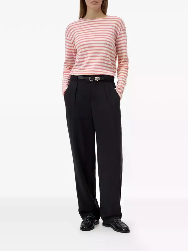 Closed Horizontal-stripe Long-sleeve T-shirt