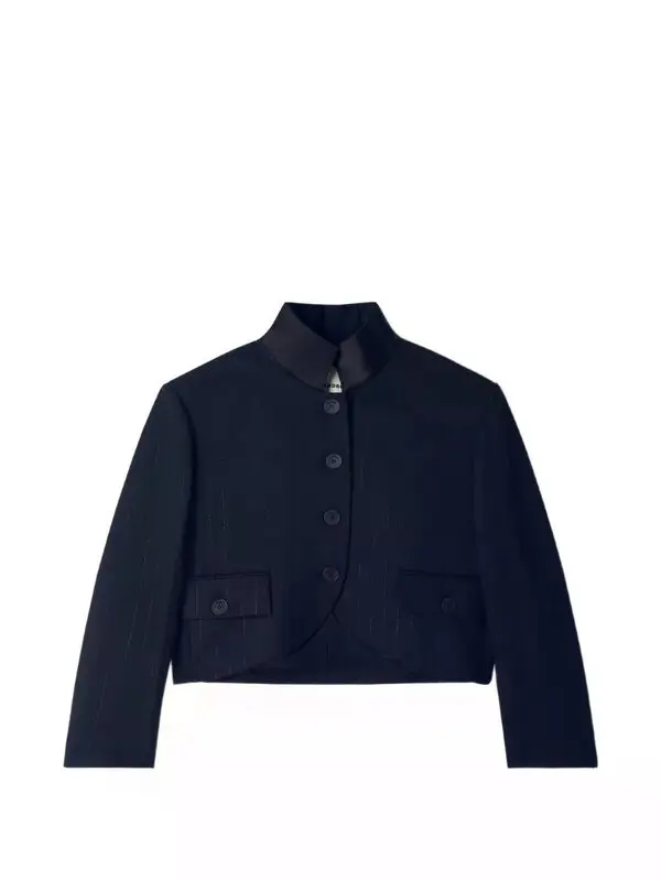 Sandro Striped Stand-up Collar Blazer - Black