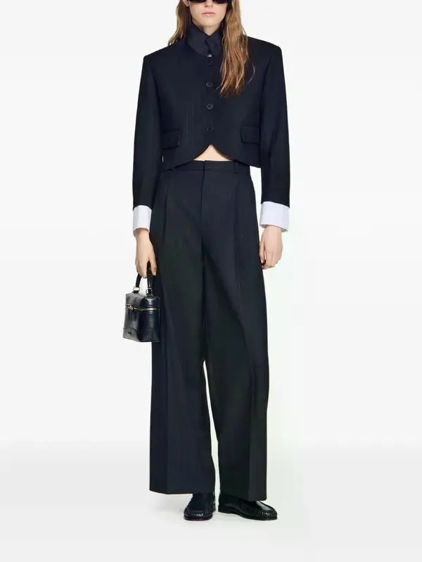 Sandro Striped Stand-up Collar Blazer