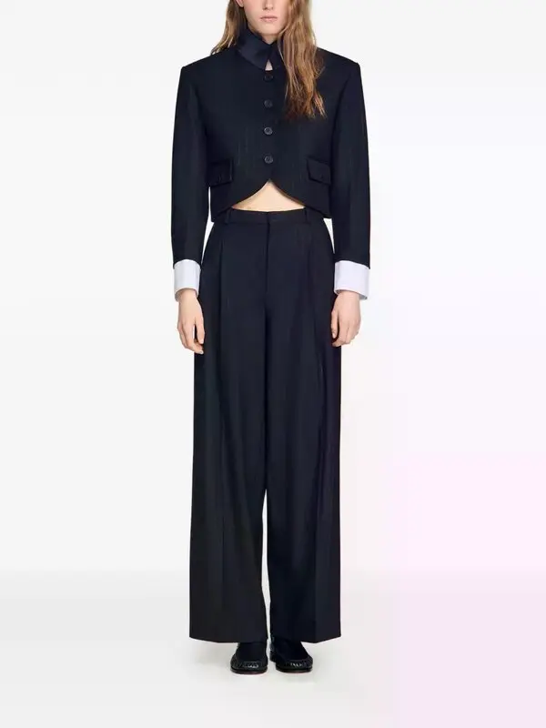 Sandro Striped Stand-up Collar Blazer