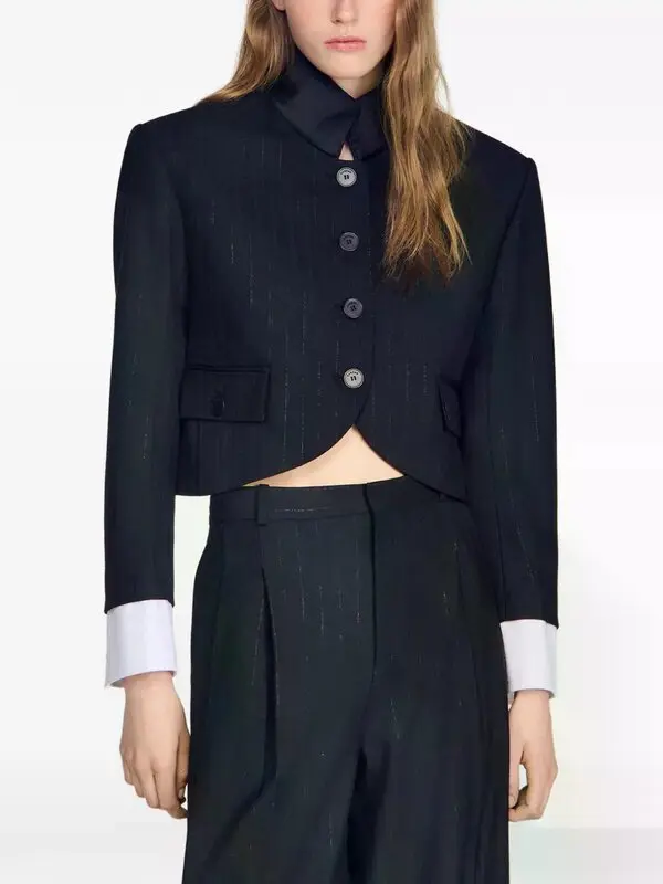 Sandro Striped Stand-up Collar Blazer