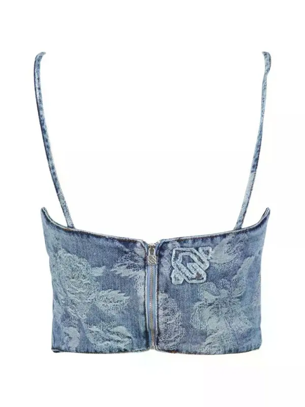 Giuseppe Di Morabito Floral-jacquard Denim Top - Blue
