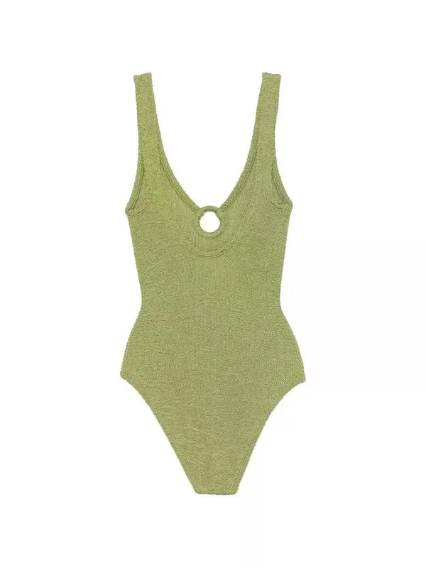 Hunza G Celine Crinkle Effect V-neck One Piece