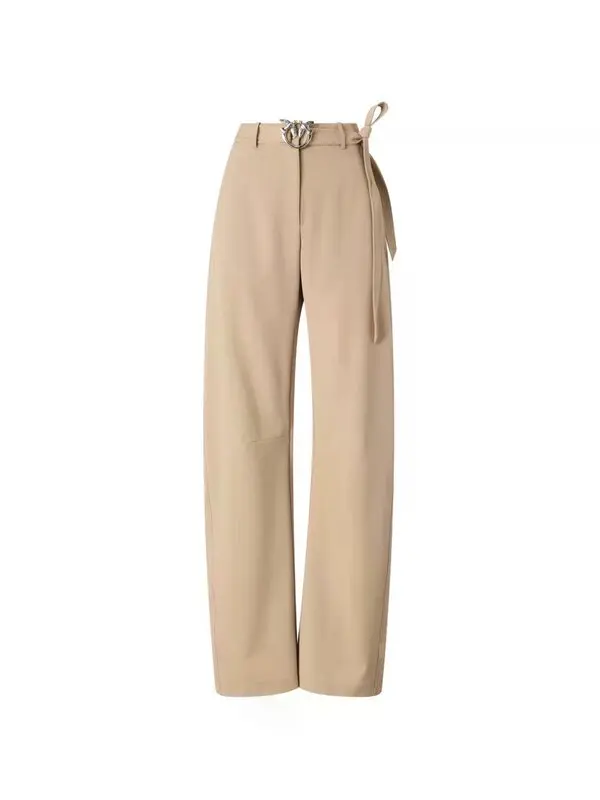 Pinko Love Birds Buckle Belted Wide Leg Trousers