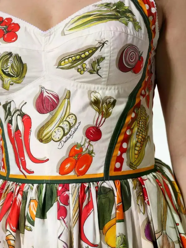 Dolce & Gabbana Vegetable-print Ruffled Midi Dress