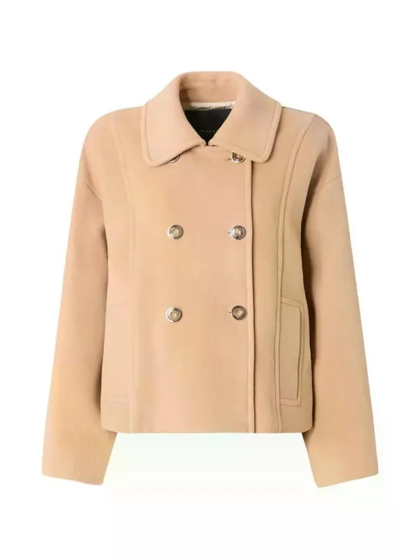 Pinko Double-breasted Cropped Coat - Neutrals