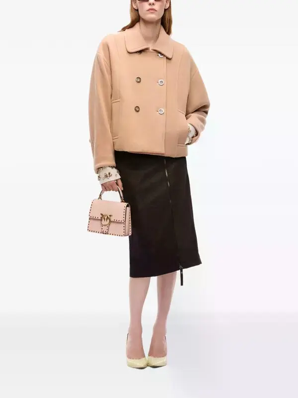 Pinko Double-breasted Cropped Coat - Neutrals