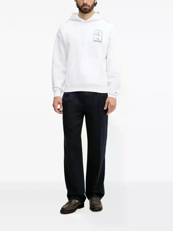 Lacoste Graphic Print Drawstring Hoodie - White