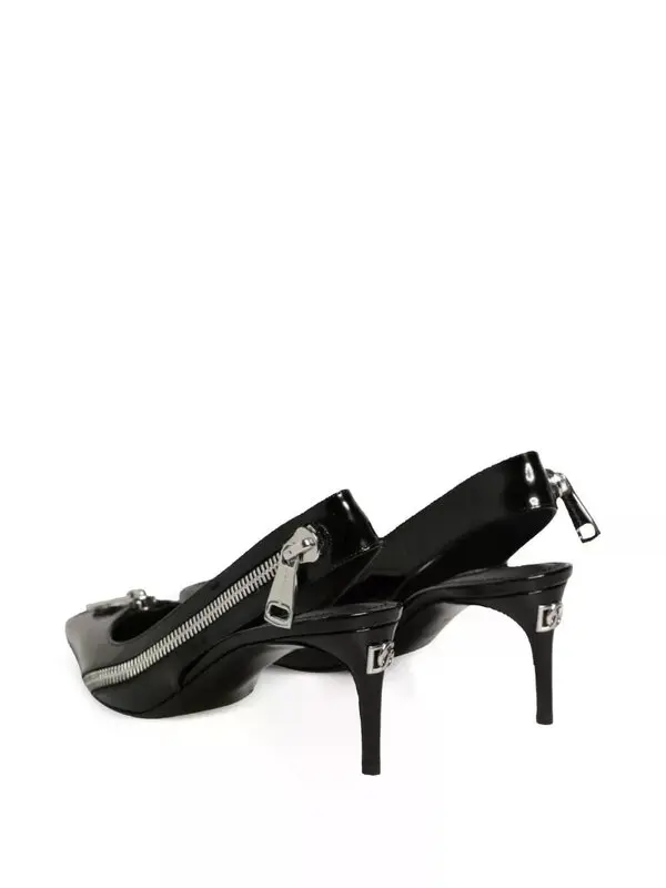 Dolce & Gabbana Patent Finish Pointed Toe Pumps With Zipper Detail