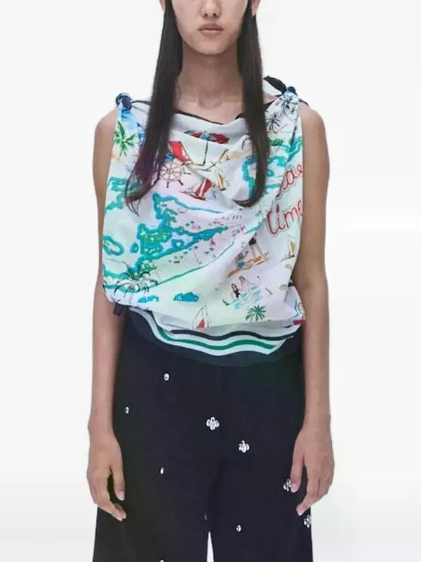 MULLER OF YOSHIOKUBO Palma Printed Knotted Top