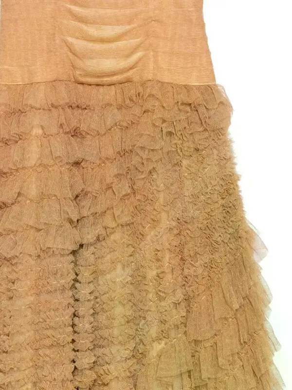 Dior Ruffled Strapless Gown - Neutrals