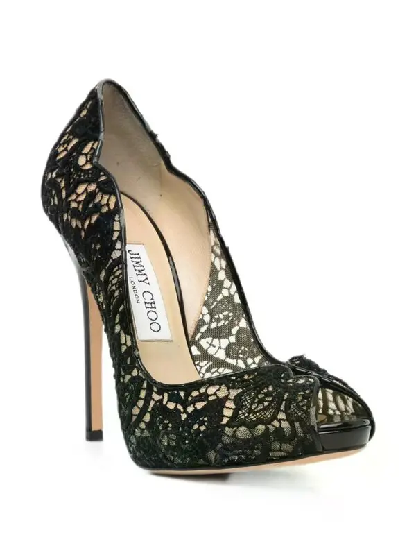 JIMMY CHOO 120mm Lace Peep-toe Sandals