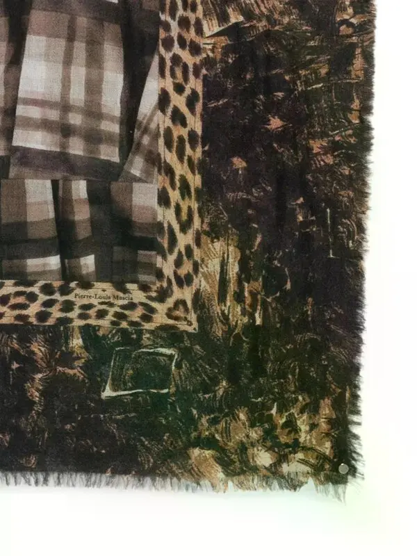PIERRE-LOUIS MASCIA Check-print Leopard-pattern Scarf