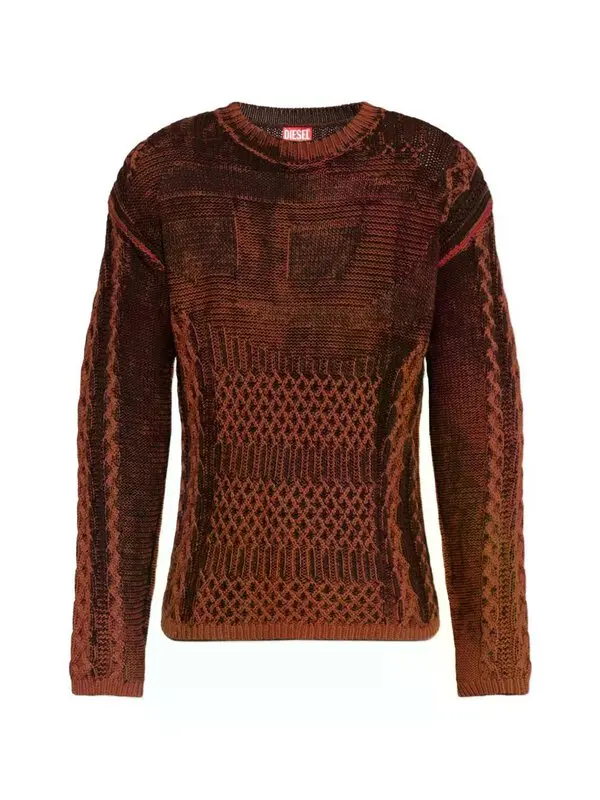 DIESEL® K-mione Treated Cable-knit Panelled Sweater