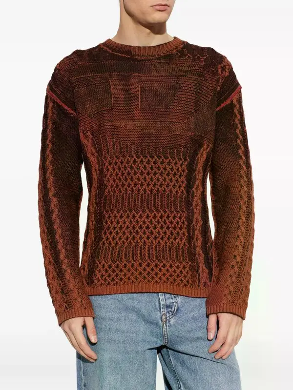 DIESEL® K-mione Treated Cable-knit Panelled Sweater