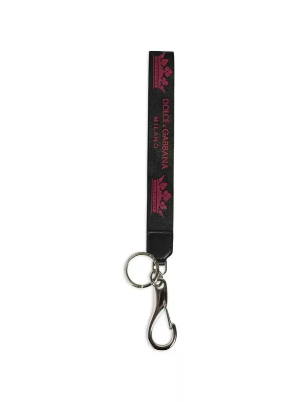 Dolce & Gabbana Logo-print Crown-motif Keyring - Black