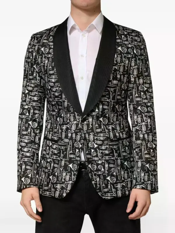 Dolce & Gabbana Instrument-print Shawl-lapel Blazer
