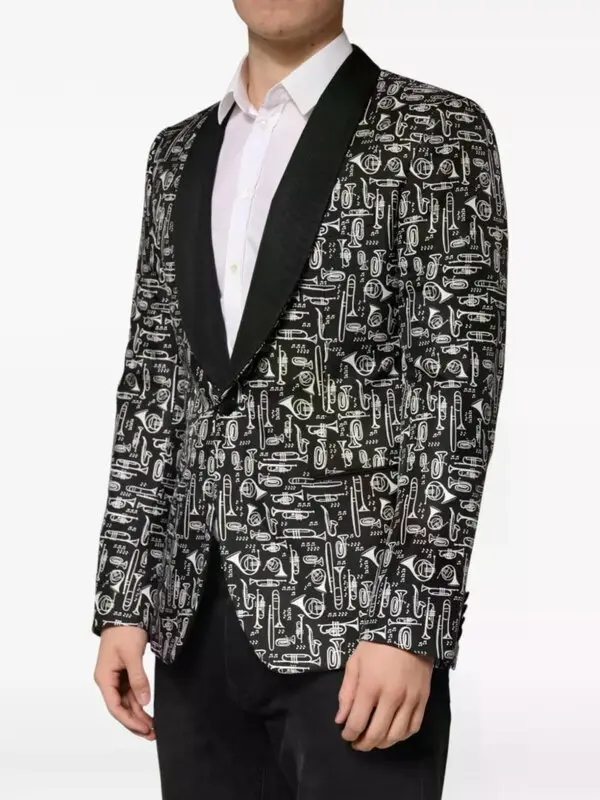 Dolce & Gabbana Instrument-print Shawl-lapel Blazer