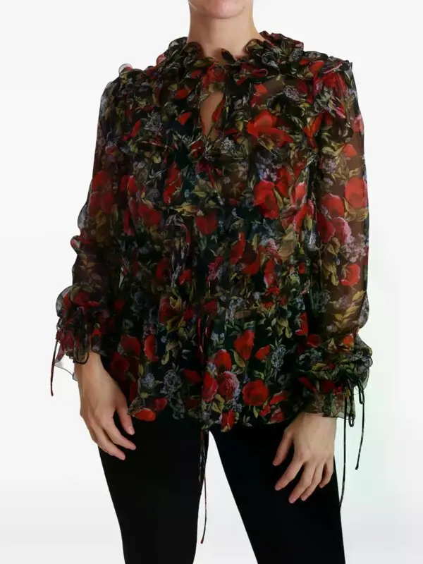 Dolce & Gabbana Floral-print Ruffled Blouse