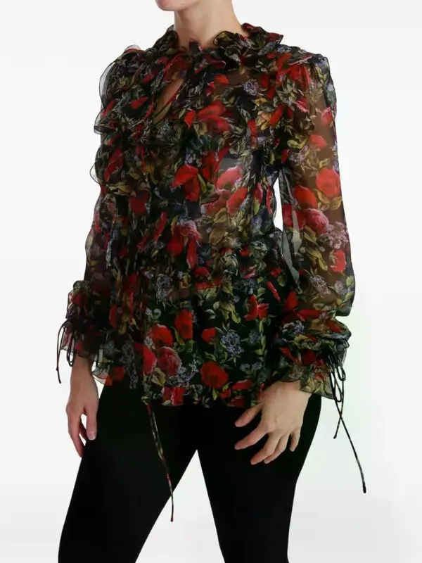 Dolce & Gabbana Floral-print Ruffled Blouse