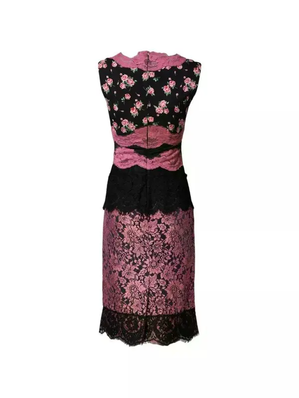 Dolce & Gabbana Floral-print Lace-panel Midi Dress