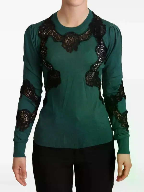 Dolce & Gabbana Lace-trim Puff-sleeve Sweater