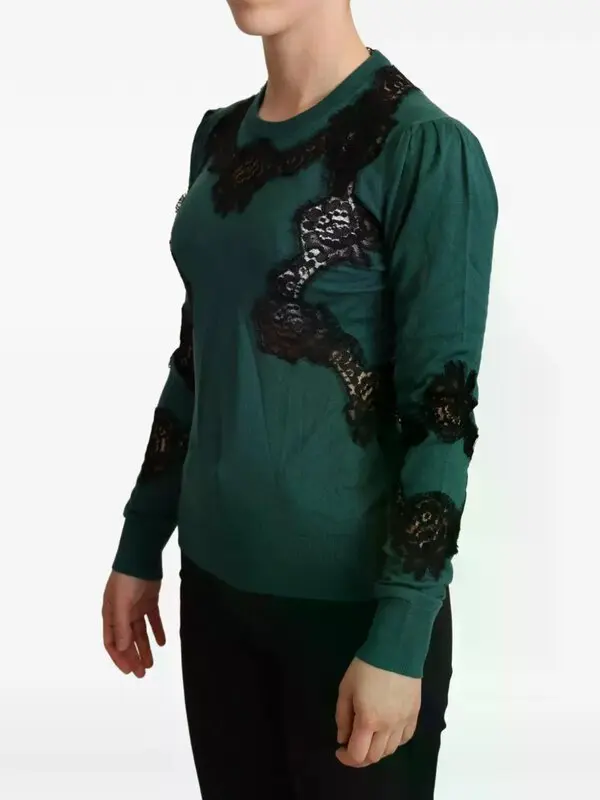 Dolce & Gabbana Lace-trim Puff-sleeve Sweater