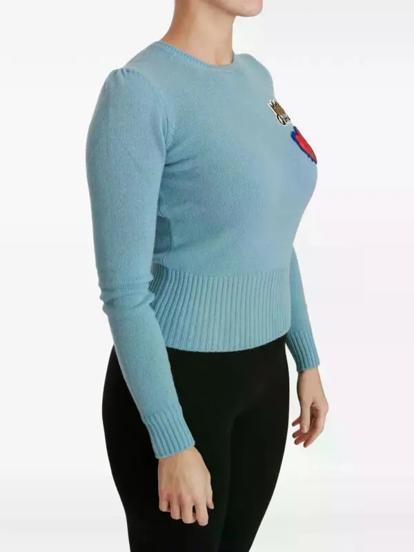 Dolce & Gabbana Heart Patch Slim-fit Cashmere Sweater