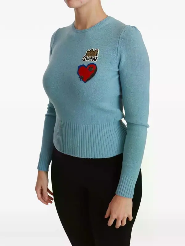 Dolce & Gabbana Heart Patch Slim-fit Cashmere Sweater