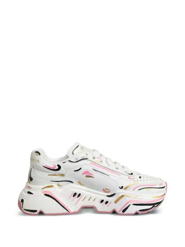 Dolce & Gabbana Daymaster Hand-painted Sneakers - White
