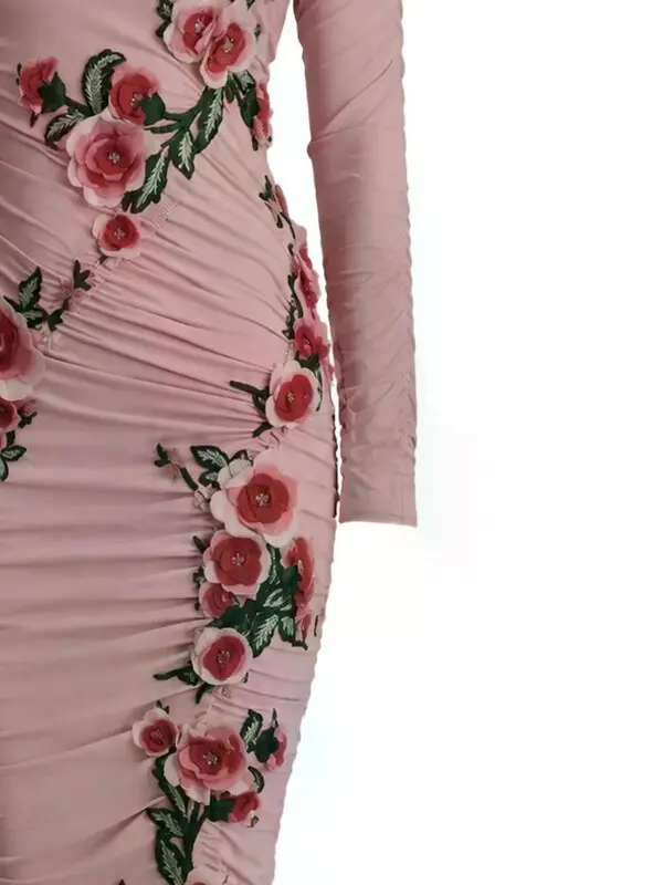 Dolce & Gabbana Floral-embroidered Ruched-detailing Maxi Dress