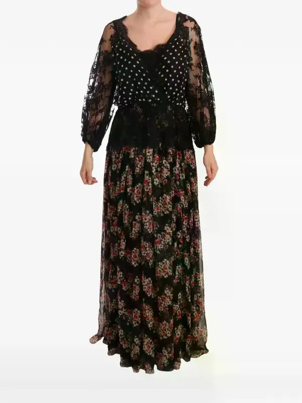 Dolce & Gabbana Lace-panelled Floral-print Maxi Dress
