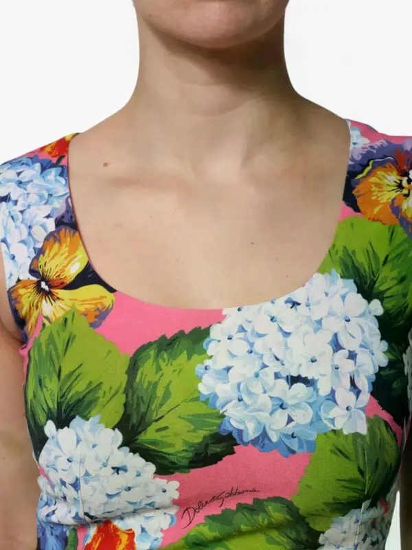 Dolce & Gabbana Sleeveless Floral Print Midi Dress