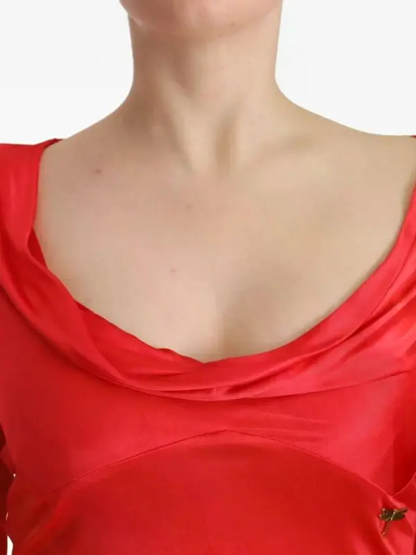 John Galliano Cowl Neck Three-quarter Sleeve Dress