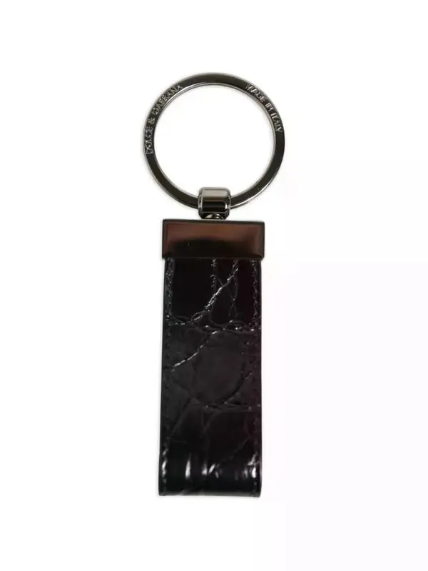 Dolce & Gabbana Crocodile-effect Leather Keyring - Black