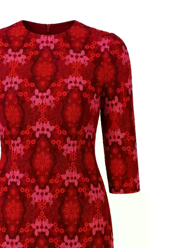 Dolce & Gabbana Floral-lace Three-quarter Sleeve Dress