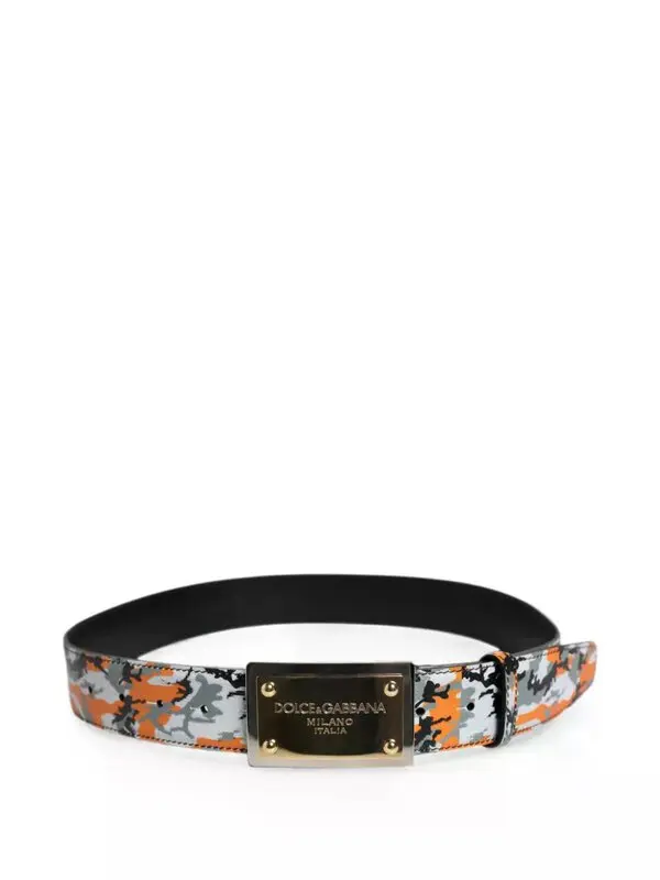 Dolce & Gabbana Camouflage-print Logo-plaque Belt