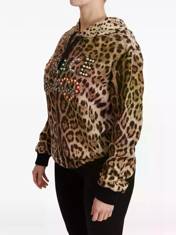 Dolce & Gabbana Leopard-print Studded Hoodie