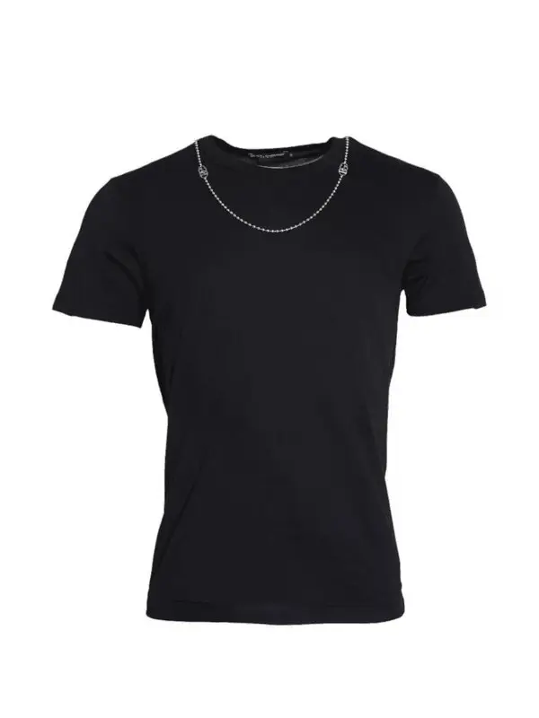 Dolce & Gabbana Logo-pendant Chain-link T-shirt - Black