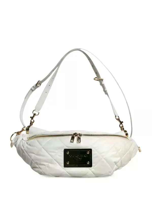 Dolce & Gabbana Quilted Logo Plaque Belt Bag - White