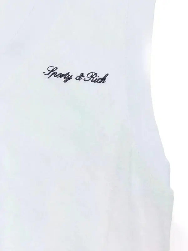 Sporty & Rich V-neck Sleeveless Vest With Logo Embroidery