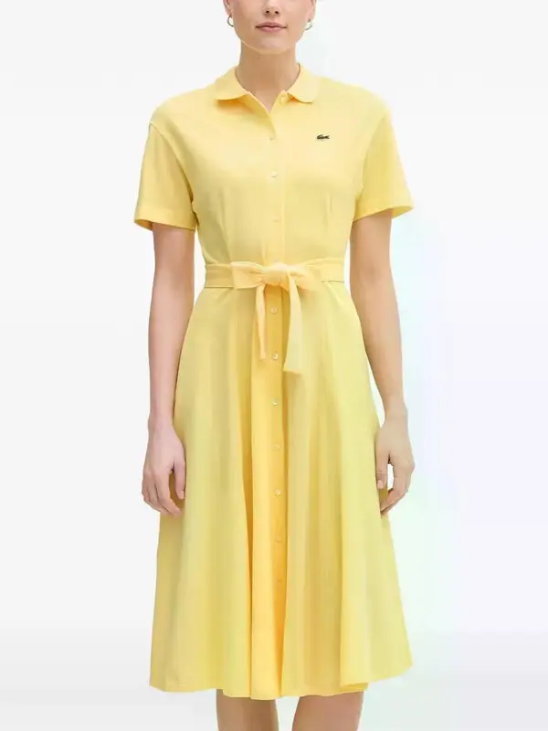 Lacoste Logo-patch Belted Piqué Shirt Dress - Yellow
