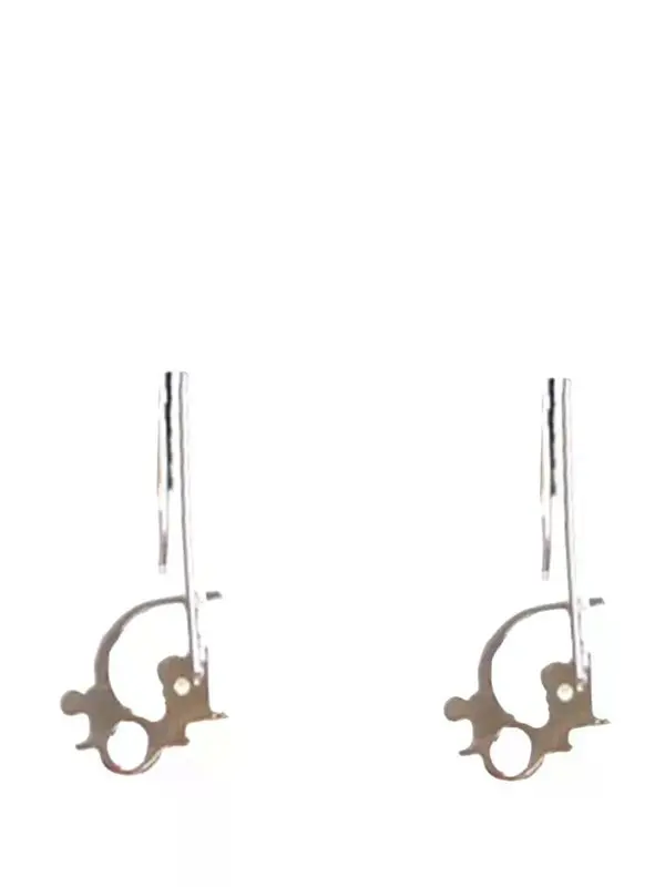 Dior 20th Century Palladium Plated Logo Drop Earrings Costume Earrings - Silver