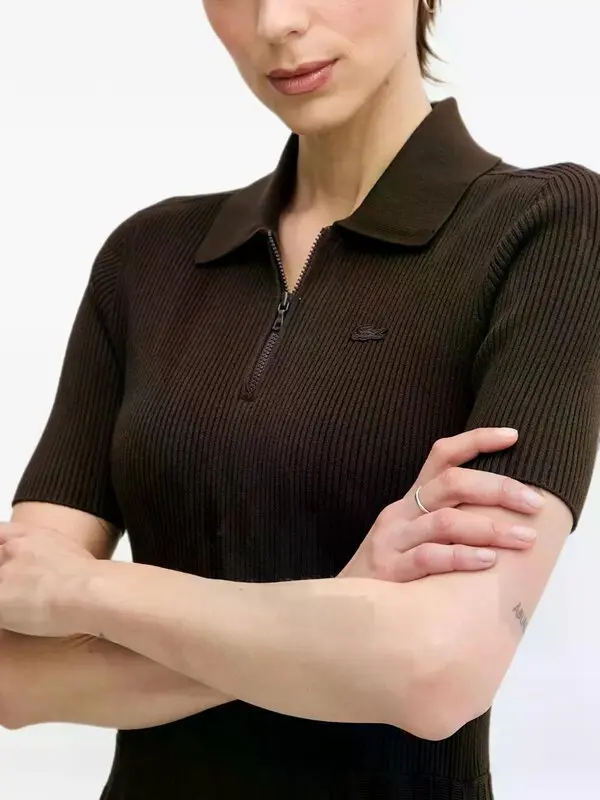 Lacoste Pleated Ribbed Mini Dress