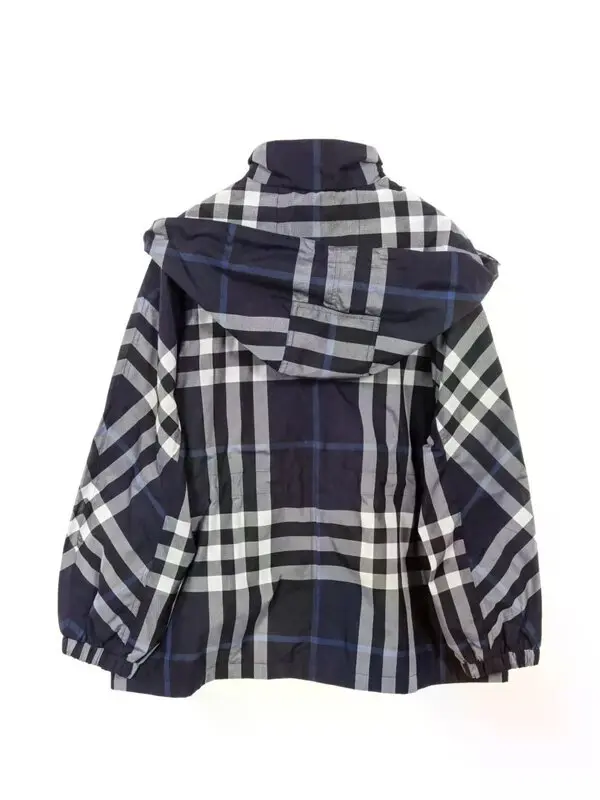 Burberry Check-pattern Hooded Jacket - Blue