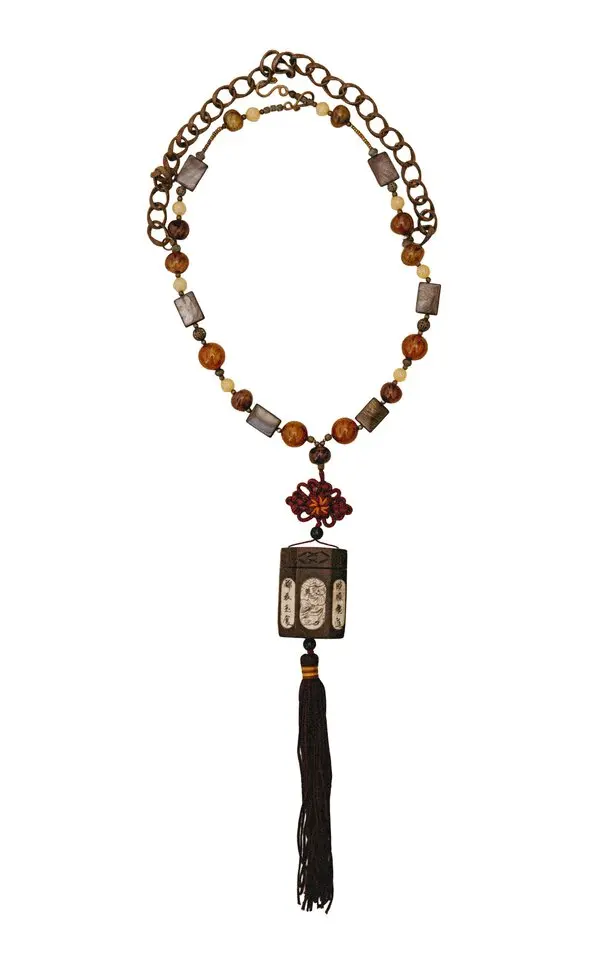 MERCI C'EST VINTAGE 1960s Japanese Pendant Necklace - Brown