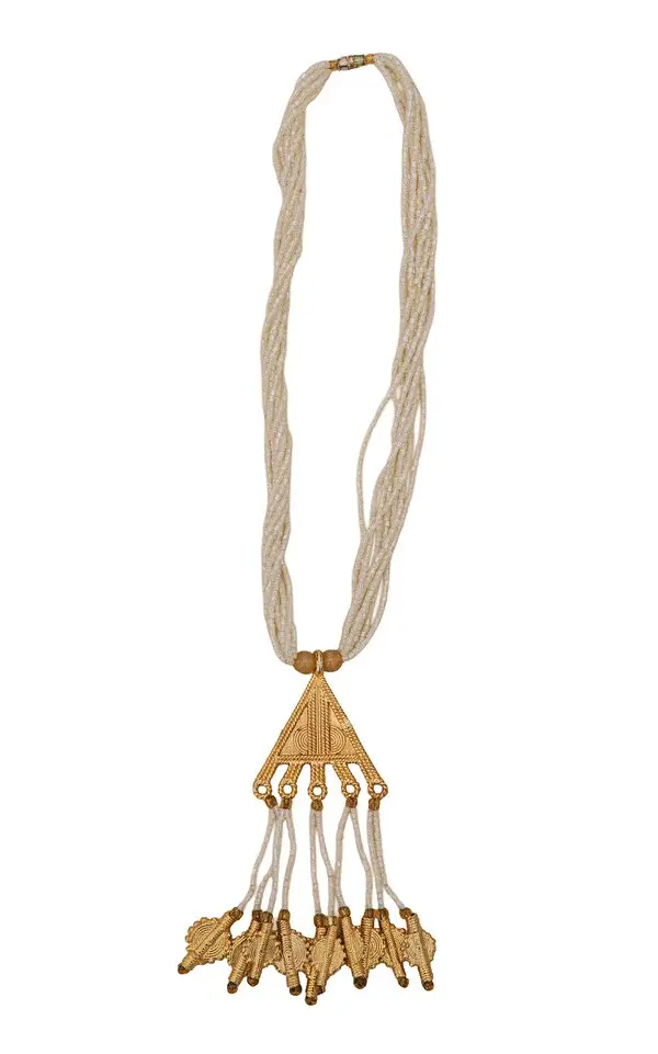 MERCI C'EST VINTAGE 1970s Multi-strand Beaded Pendant Necklace