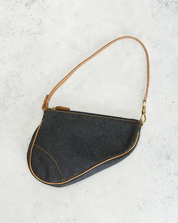FWRD RENEW Dior Denim Pochette Saddle Bag