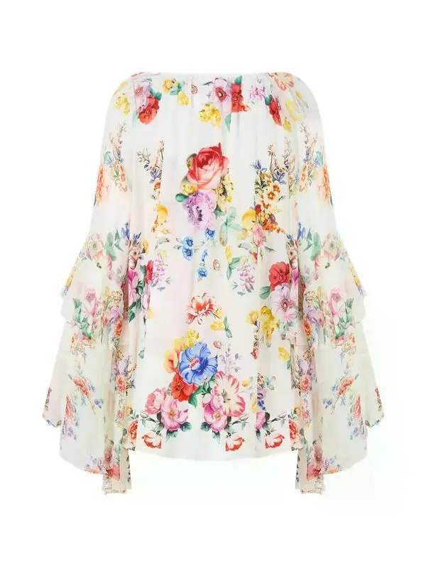 Camilla Ruffled Lace-up Blouse